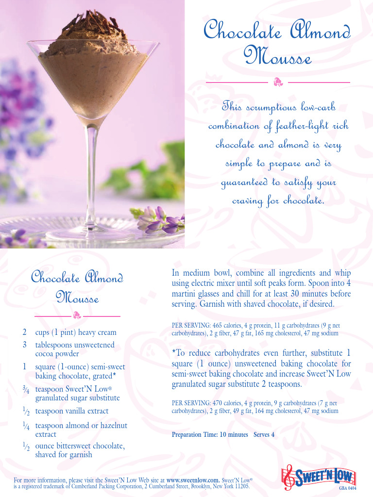 Sweet'N Low Desserts | PDF | Chocolate | Teaspoon