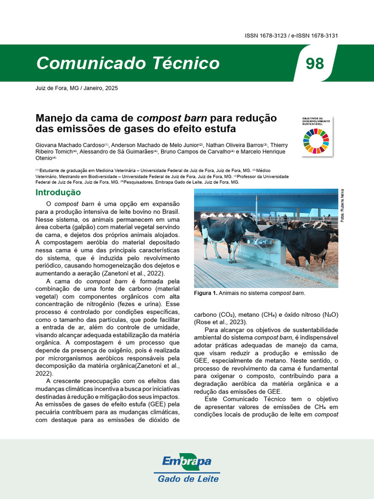 Manejo de Compost Barn e Emissões de GEE | PDF | Gás de efeito estufa ...