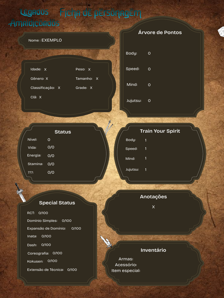 Beige Vintage Character Sheet A4 | PDF