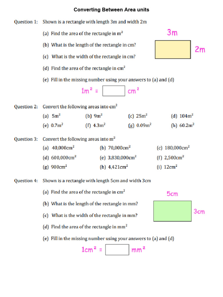 Converting Between Area Units | PDF
