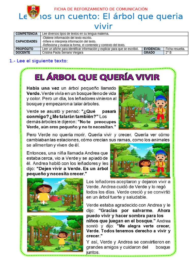 Ficha de Comunicación: Cuento Verde | PDF