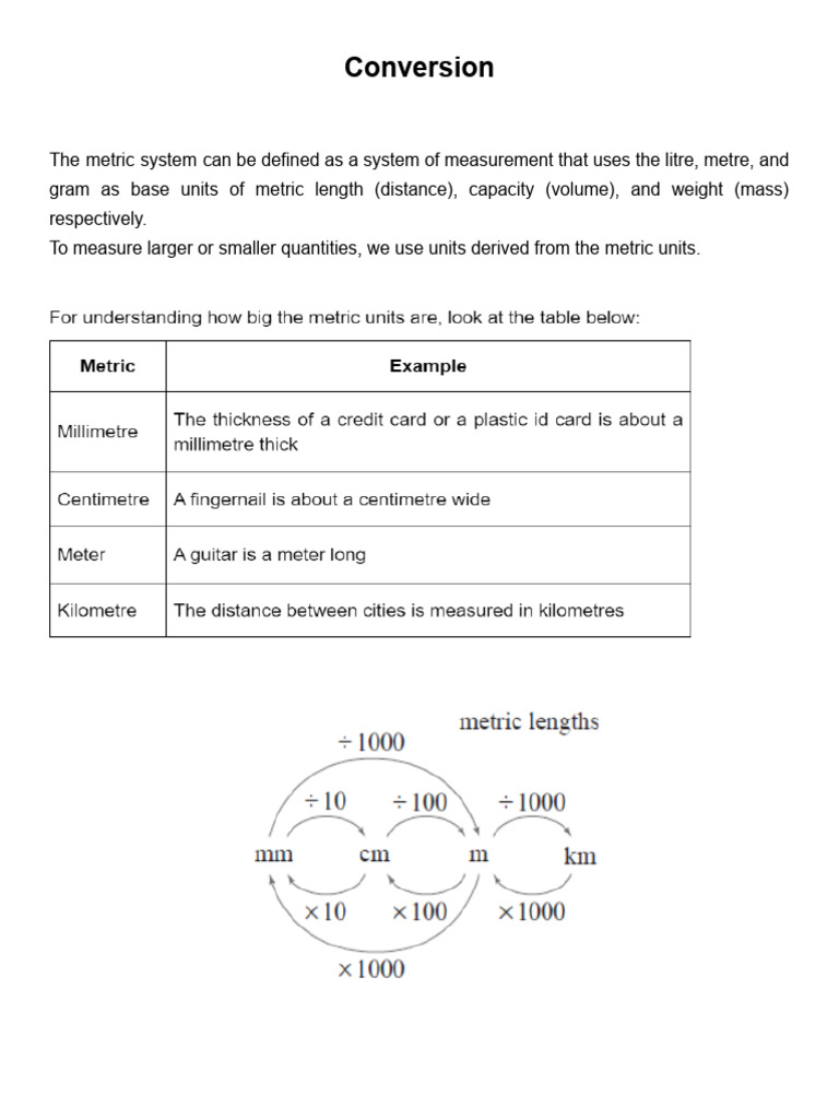 Understanding Metric System Conversions | PDF