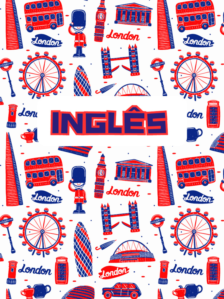 English Notebook Cover in Red and White Illustrative Style Document ...