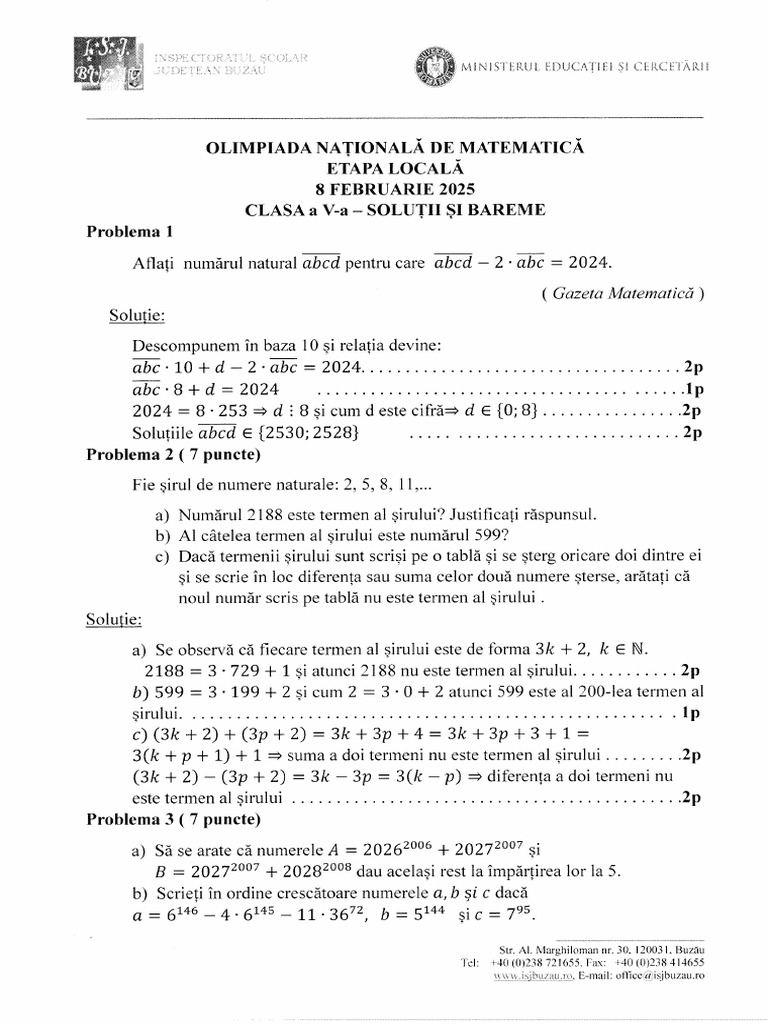 Subiecte Și Bareme Gimnaziu ONM | PDF