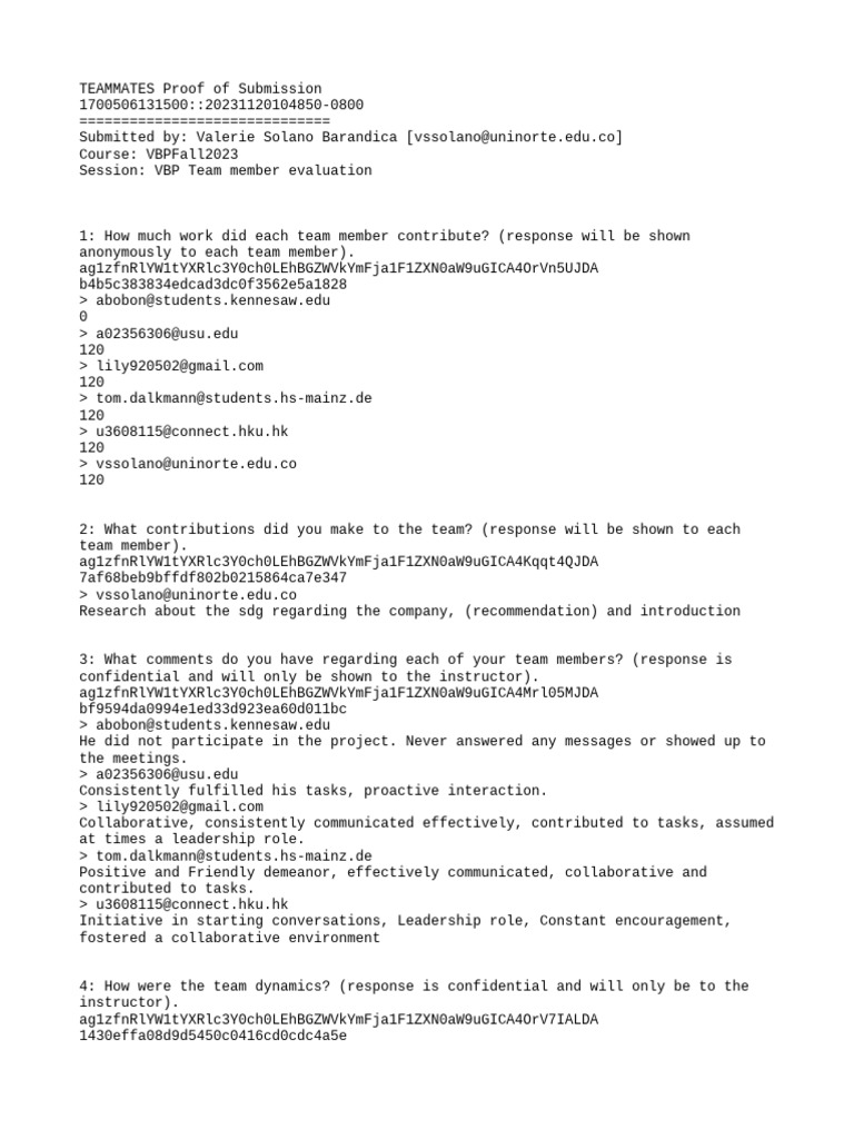 TEAMMATES Proof of Submission - 1700506131500 | PDF | Human ...