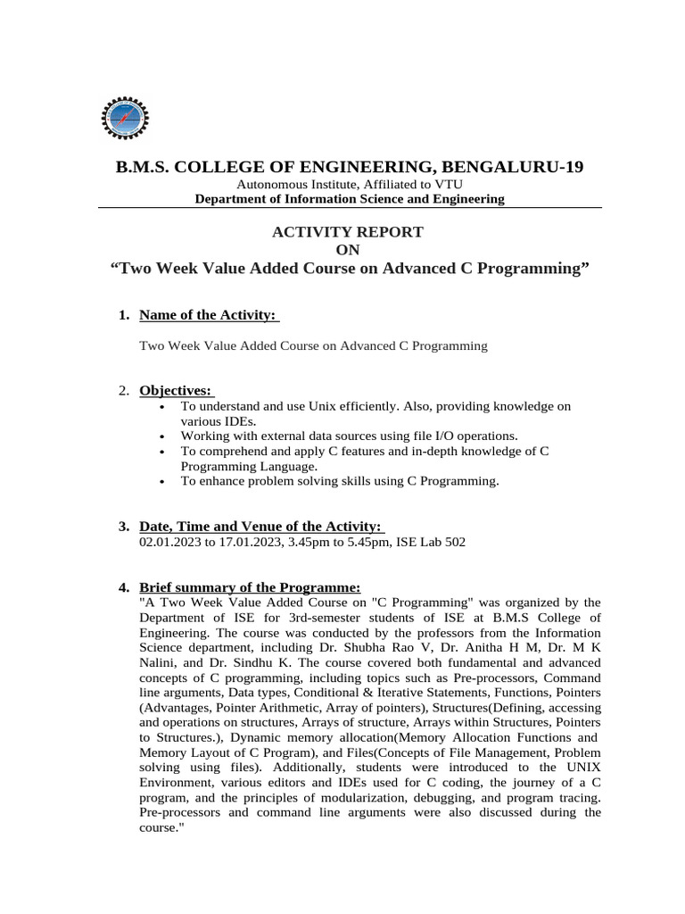 Advanced C Course-Report | PDF | Pointer (Computer Programming ...