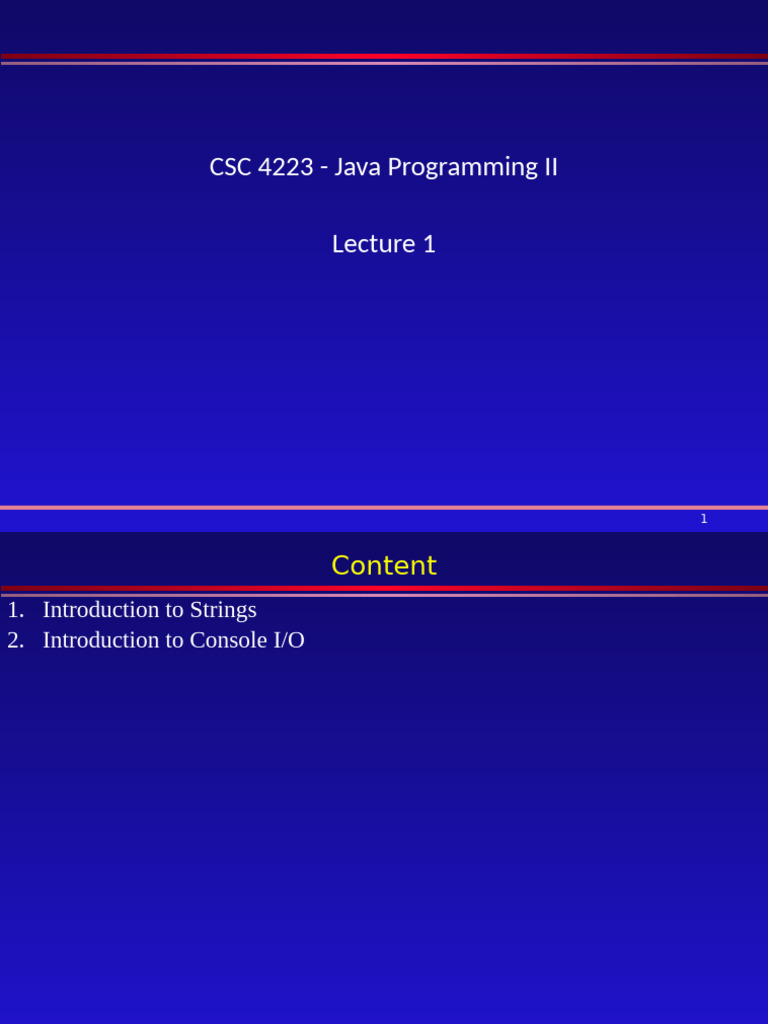CSC 4223 - Lecture 1 and 2 | PDF | String (Computer Science) | Integer (Computer Science)