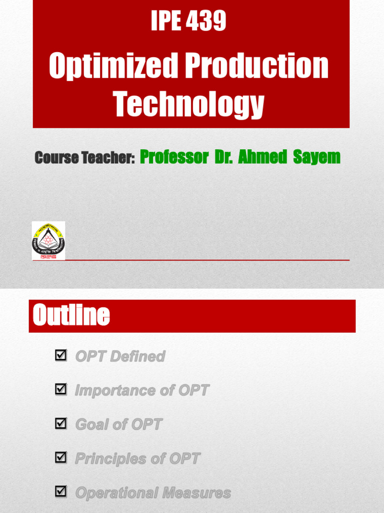 Optimized Production Technology Overview | PDF | Economies | Business