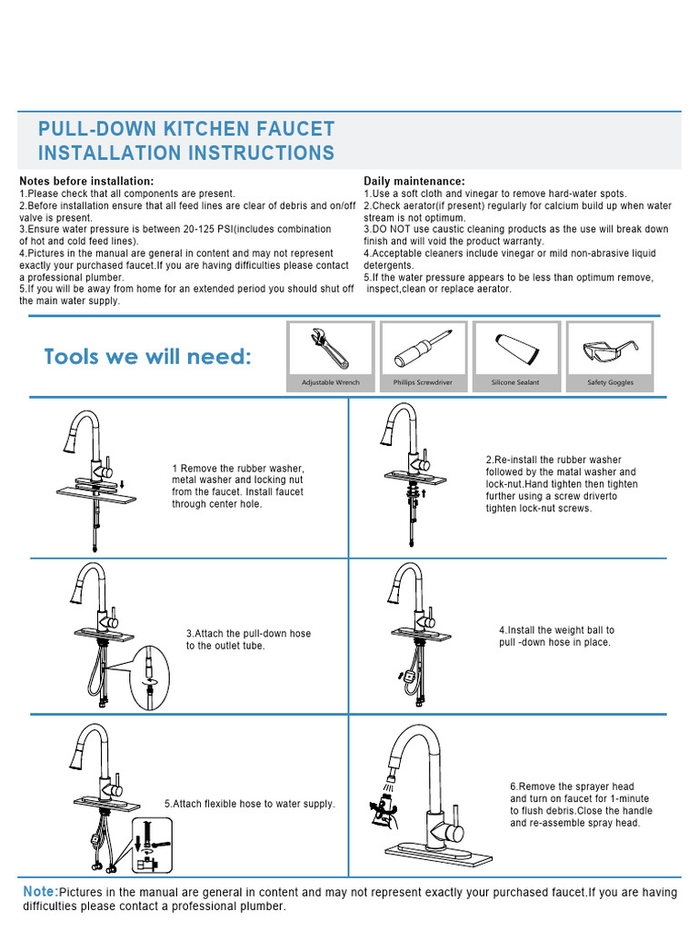 Faucet Replace Instructions | PDF | Tap (Valve) | Washing Machine