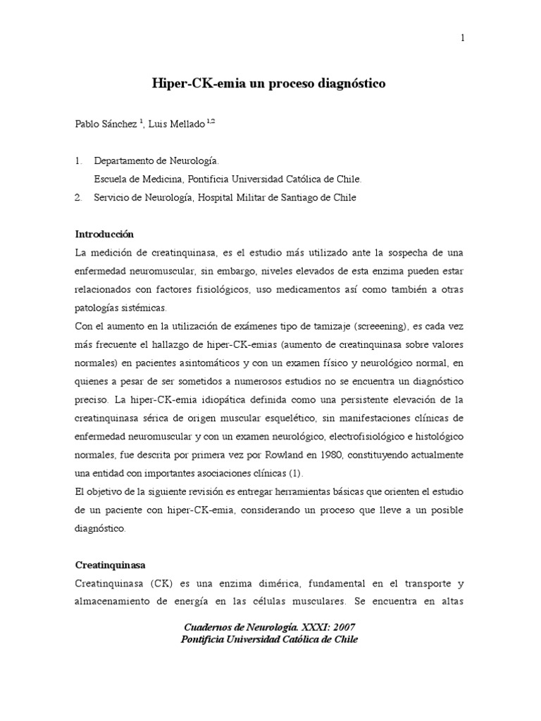Diagnóstico de Hiper-CK-emia en Neurología | PDF | Diagnostico medico ...