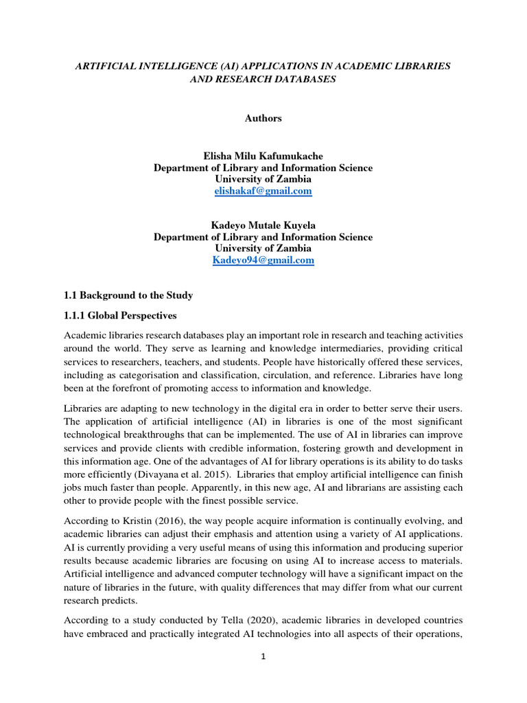 AI in Academic Libraries and Research | PDF | Libraries | Artificial ...