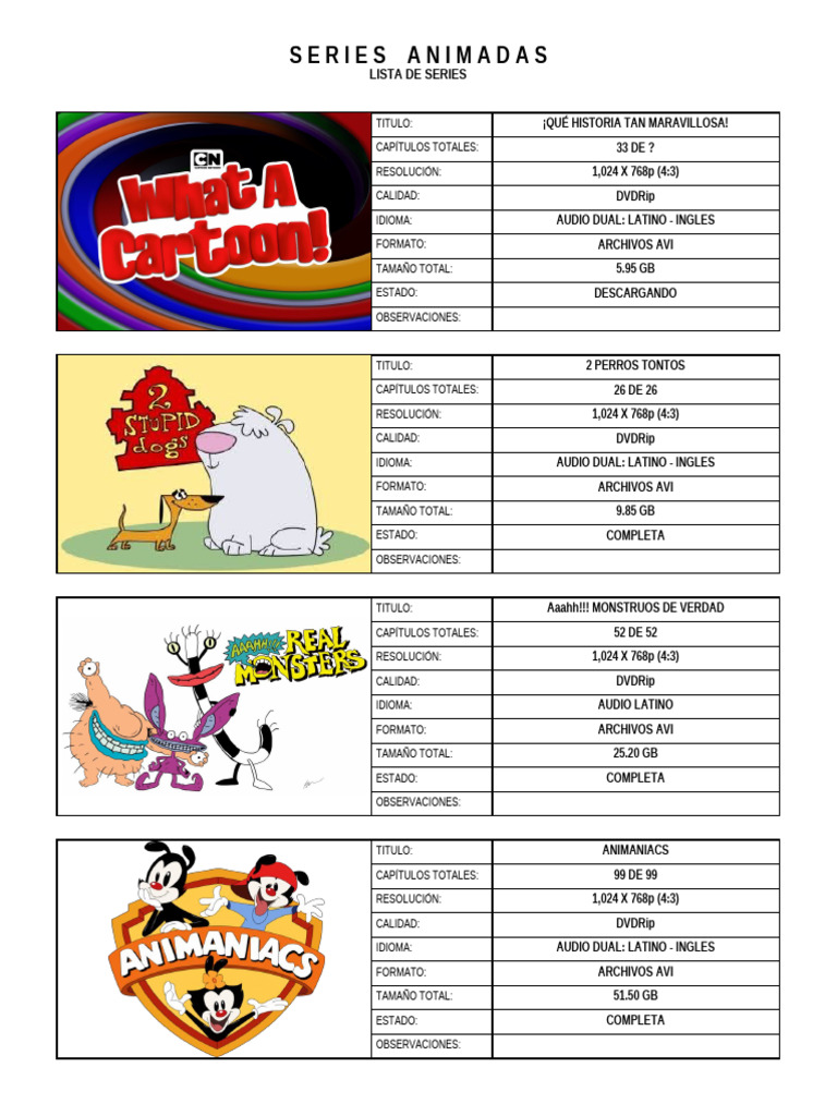 Series Animadas para Descargar en Español | PDF