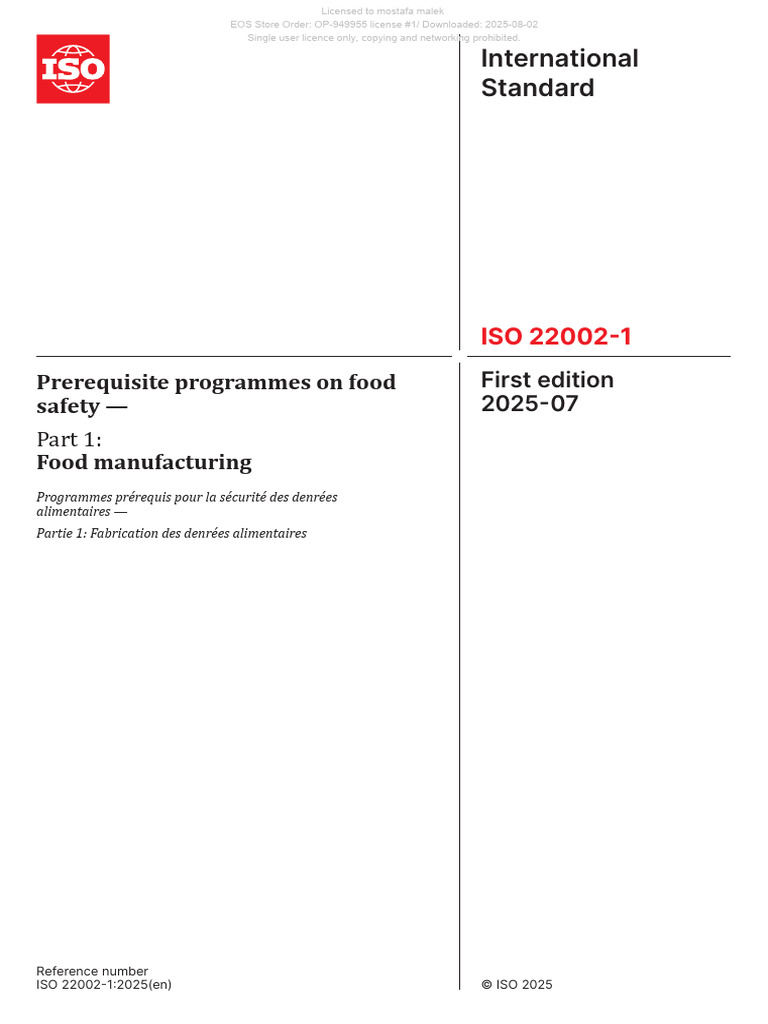 ISO 22002-1:2025 Food Safety Standards | PDF | International ...