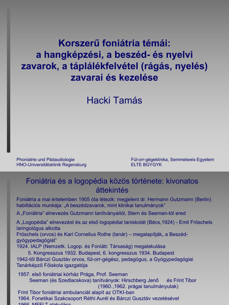 Hacki Korszerű Foniátria És Logopédia | PDF