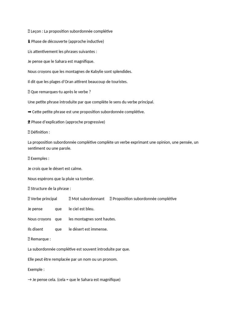 Proposition subordonnée complétive expliquée | PDF