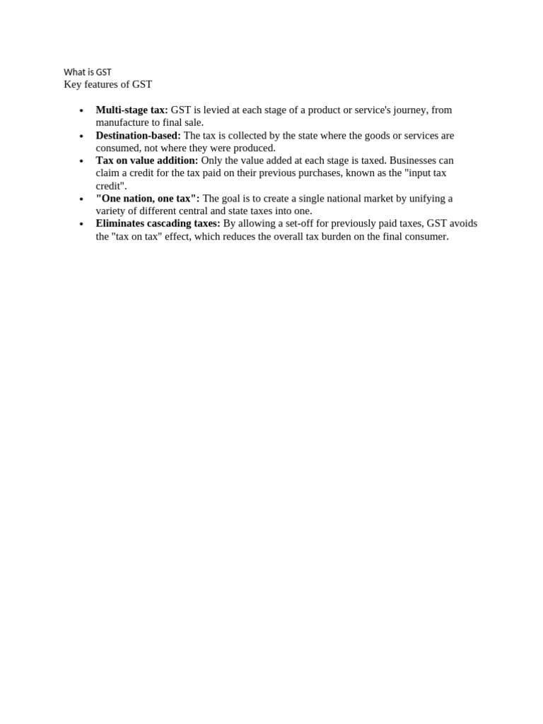 Understanding Key Features of GST | PDF