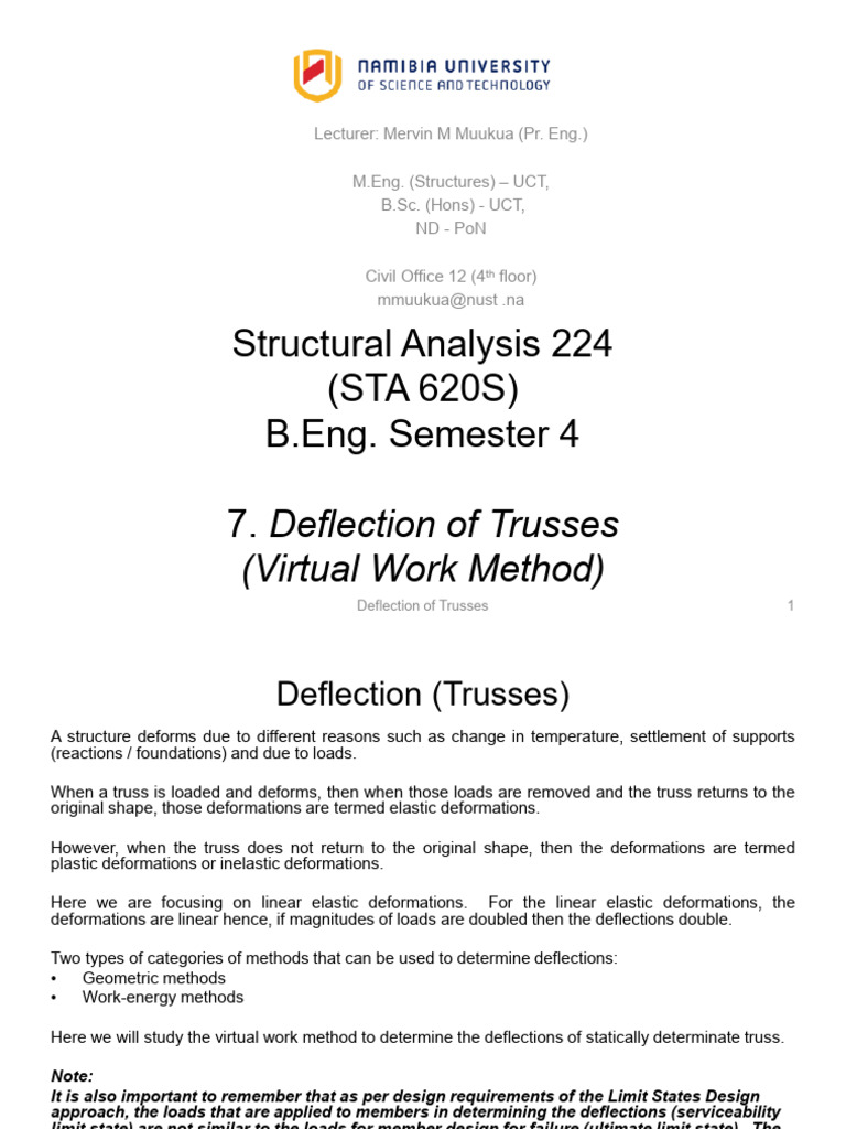 Truss Deflection Analysis Methods | PDF | Truss | Structural Analysis