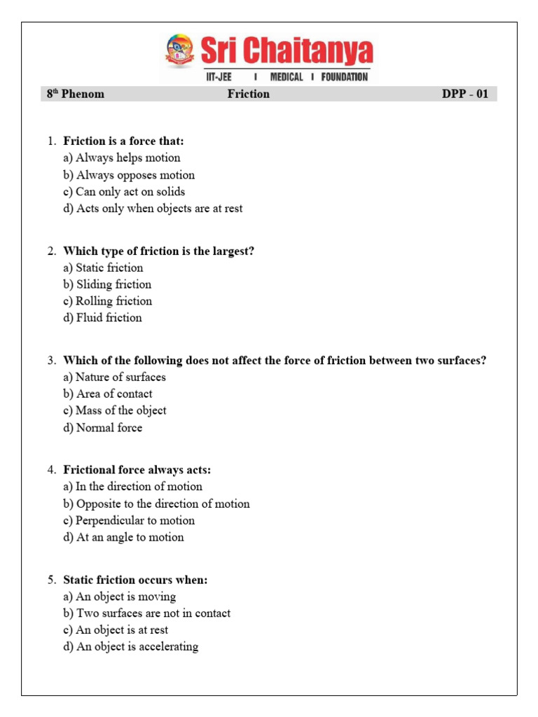 8th Phenom DPP Friction | PDF | Friction | Force