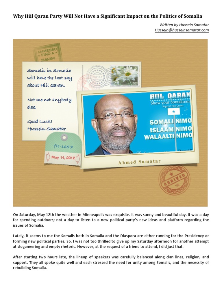 Why Hiil Qaran Party Would Not Make Any Difference | PDF | Business