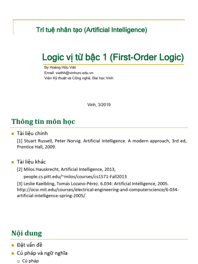 Lect. 9 First Order Logic | PDF