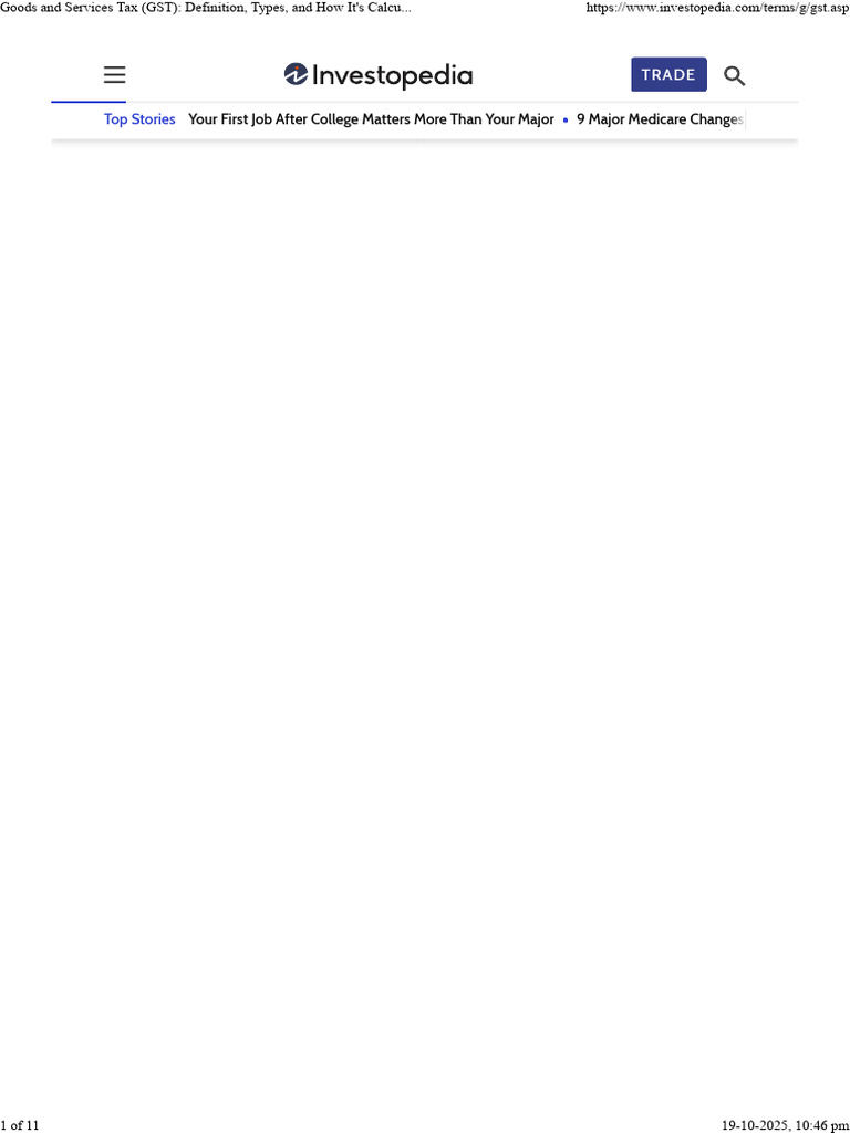 Goods and Services Tax (GST) - Definition, Types, and How It's ...