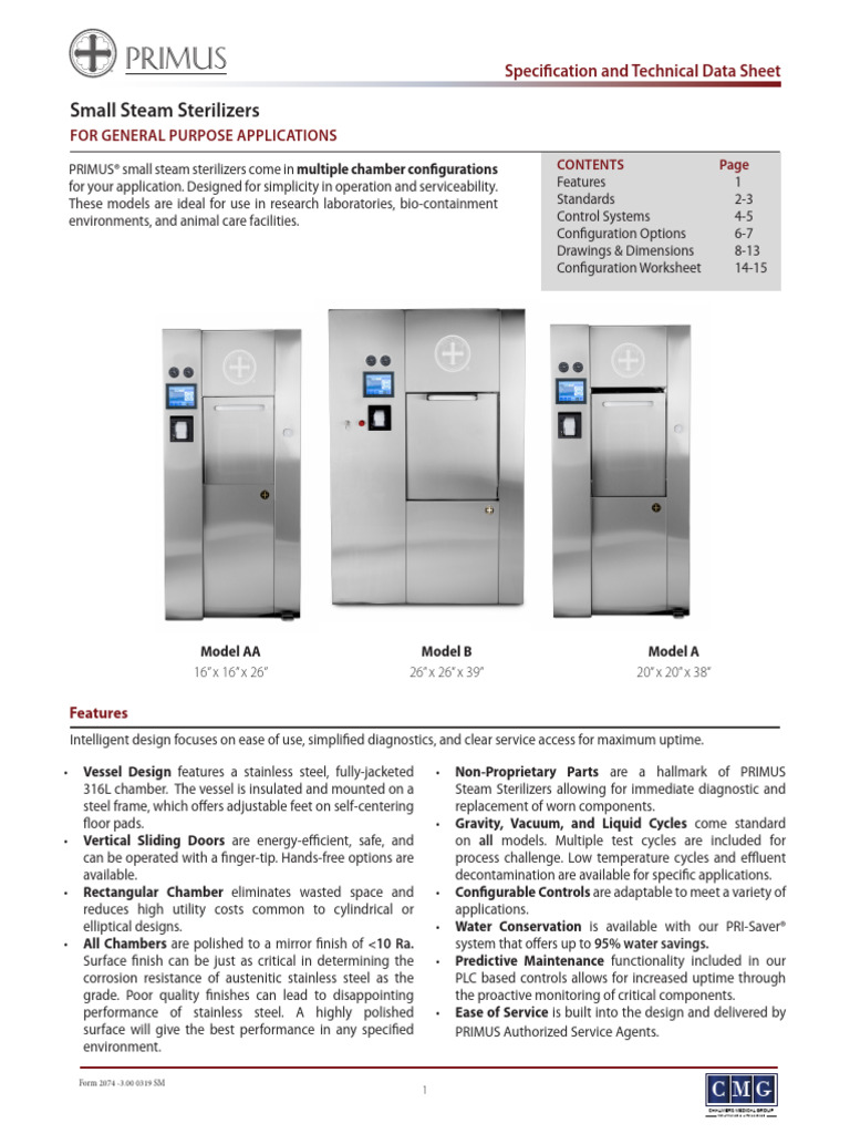 PRIMUS Sterilizer Small Medium Large | PDF