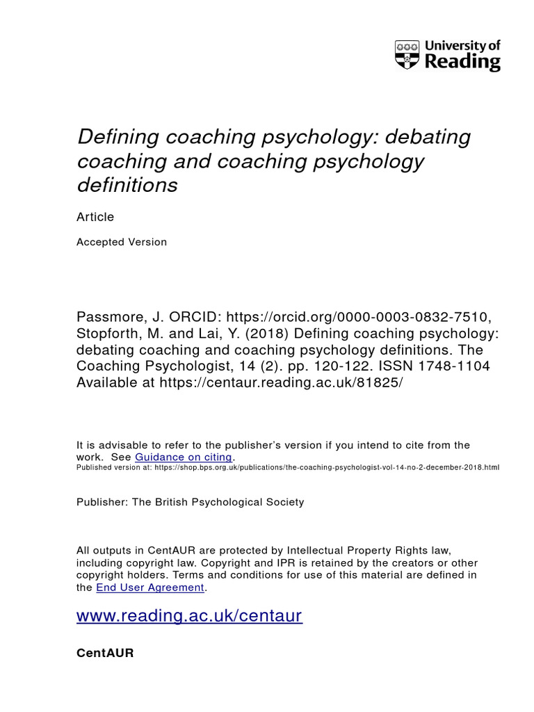 Defining Coaching Psychology - Debating Coaching and Coaching Psychology Definitions | PDF ...