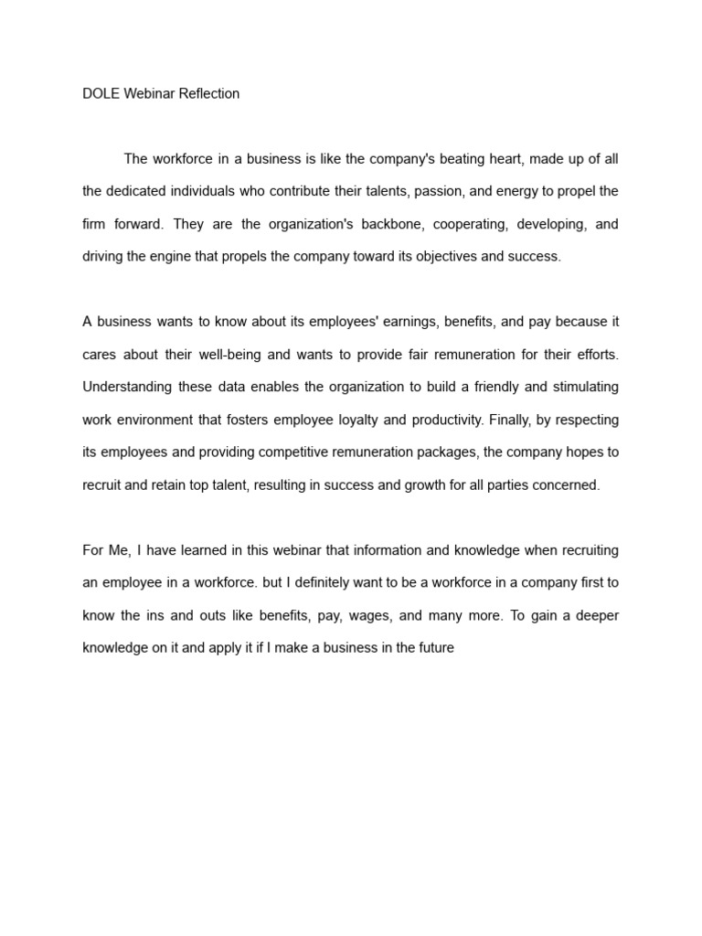 DOLE Webinar Reflection | PDF