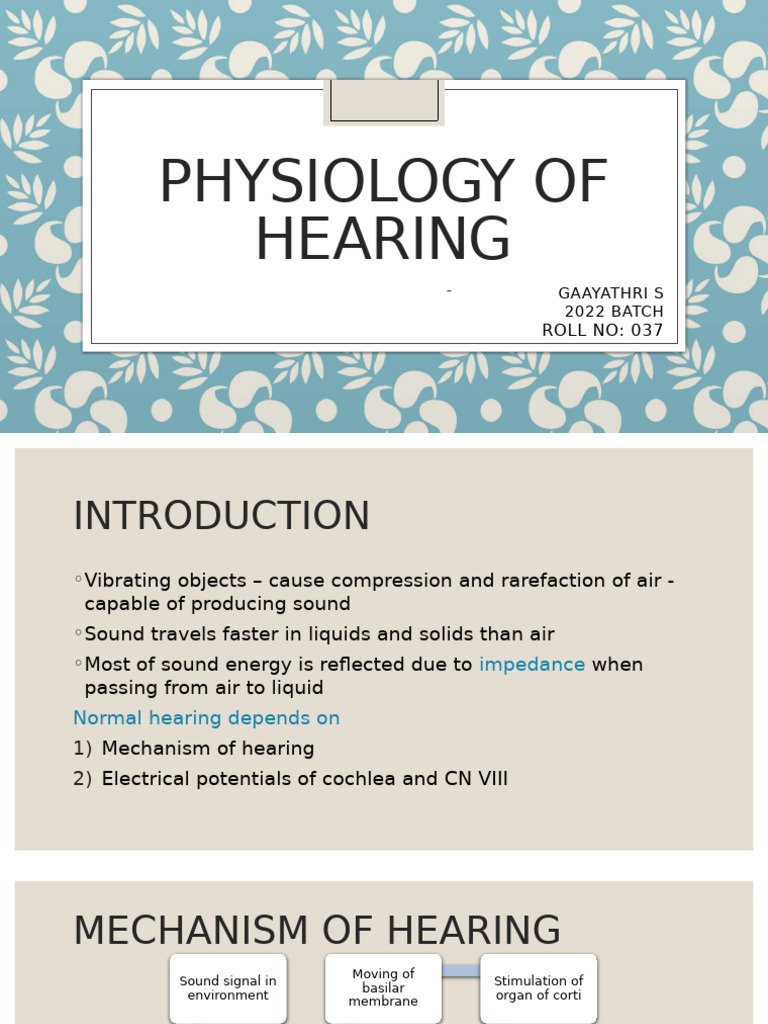 Physiology of Hearing | PDF | Hearing | Auditory System