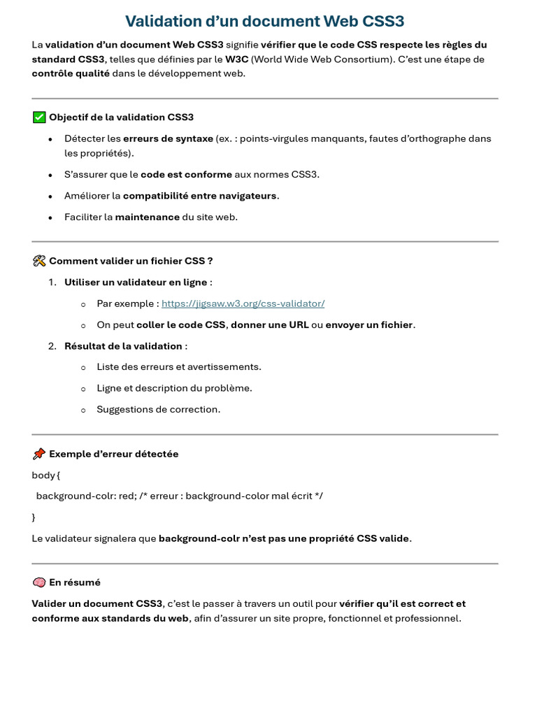 Validation du code CSS3 en ligne | PDF | Internet | Internet et Web