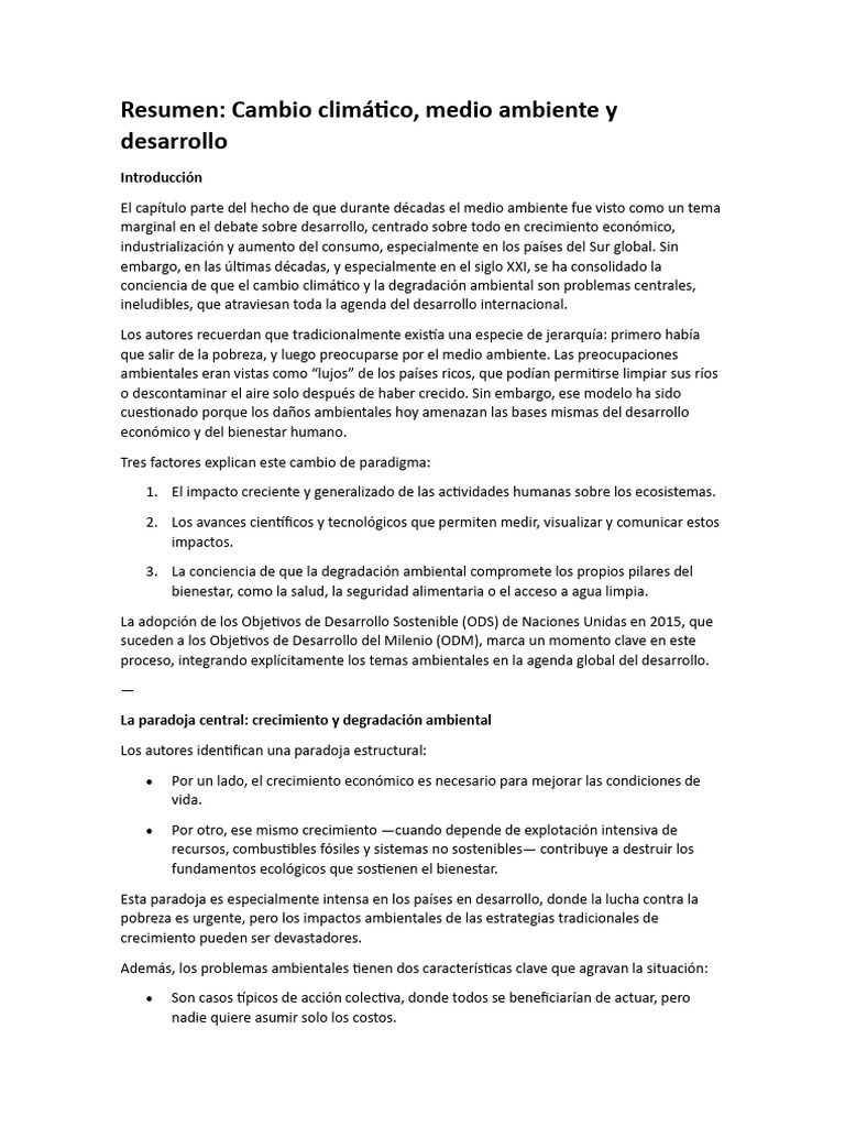 Cambio Climático, Medio Ambiente y Desarrollo | PDF | Sustentabilidad ...