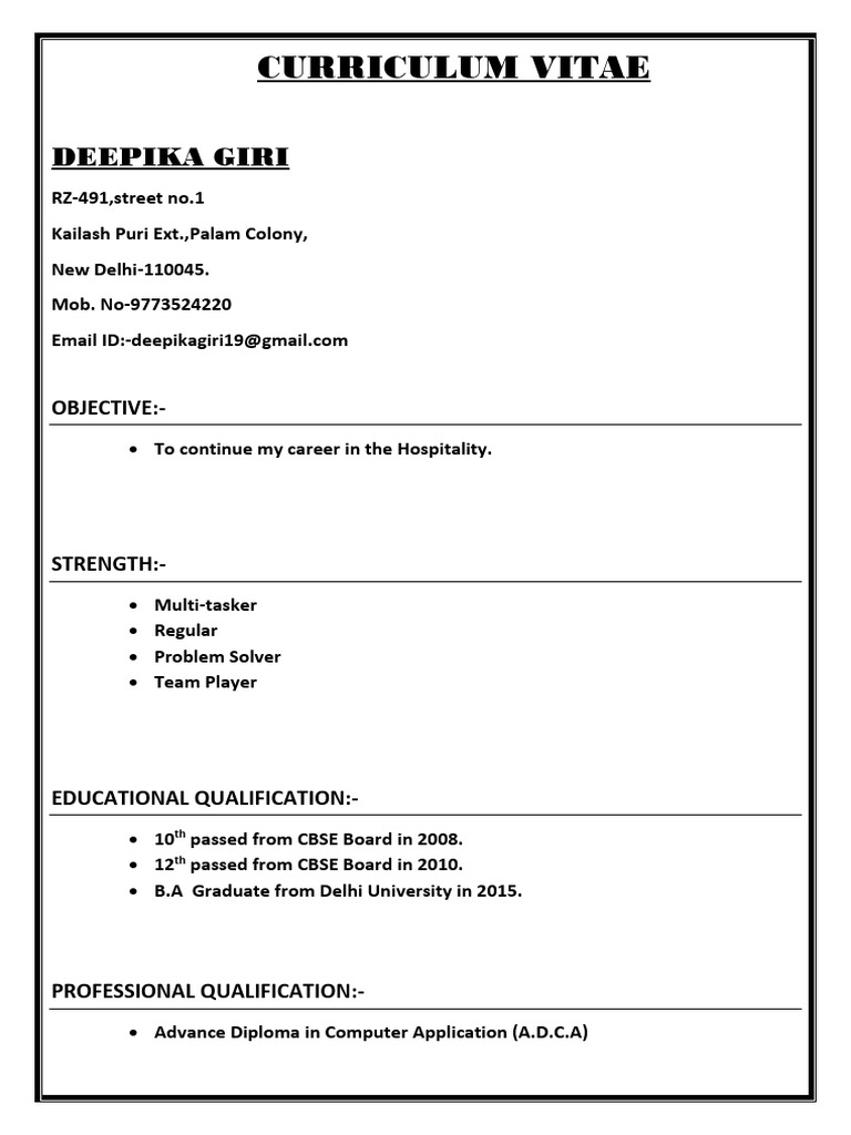 Deepika Out C.V | PDF