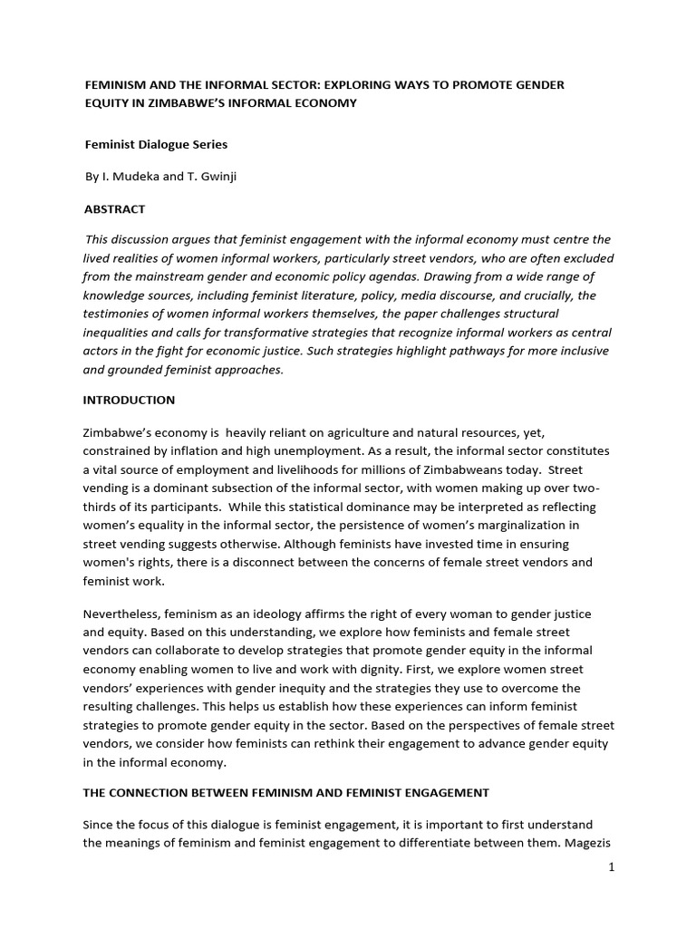 Gender Equity in Zimbabwe's Informal Economy | PDF | Gender Studies ...