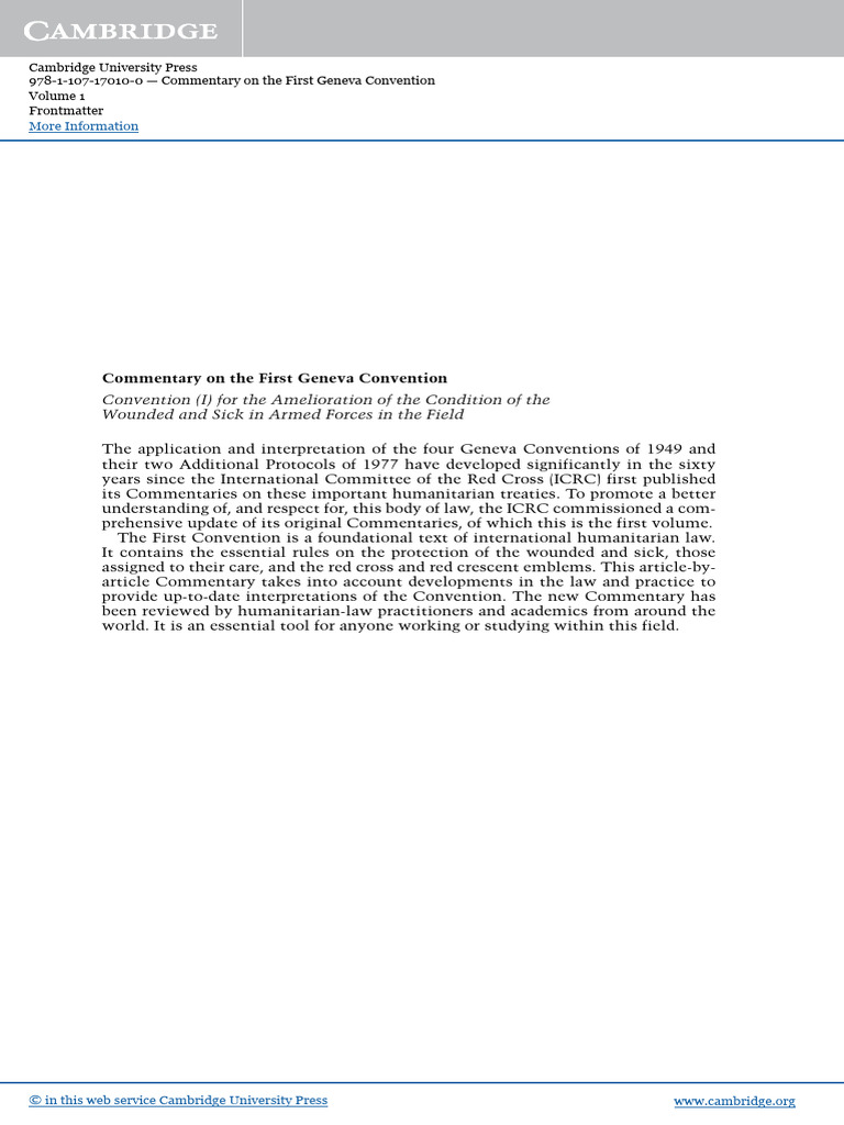 Commentary 1st Geneva Convention | PDF | International Committee Of The ...