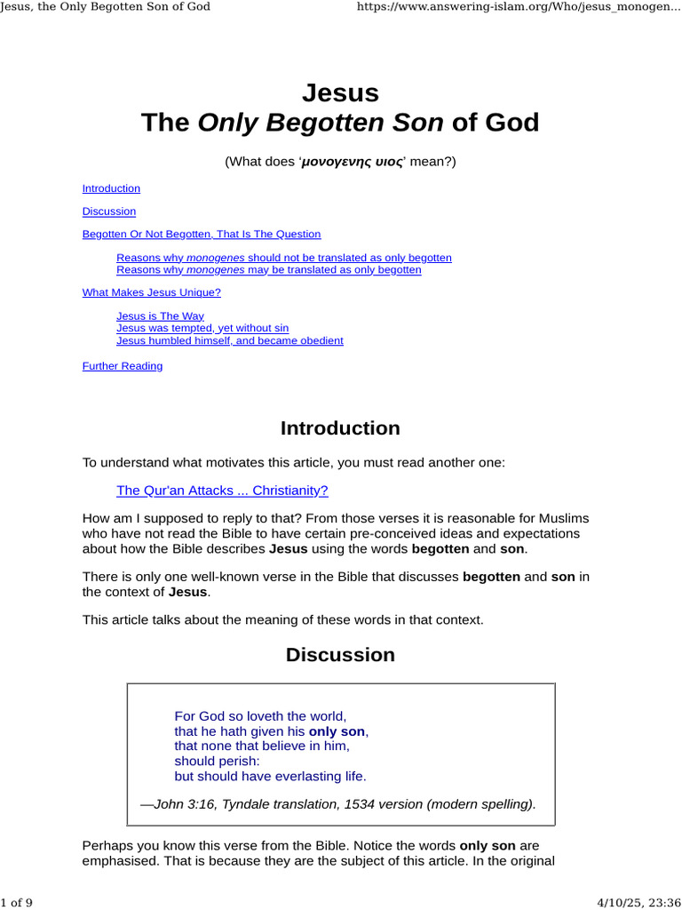 Understanding 'Monogenes' in Jesus' Context | PDF | Jesus | Isaac