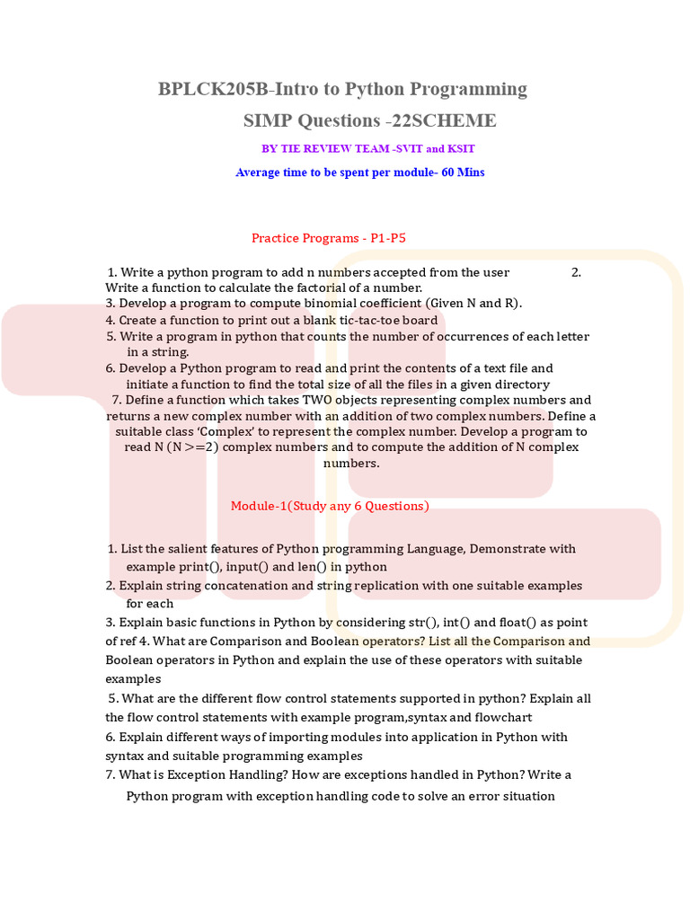 Python IMP | PDF | Computer Program | Programming