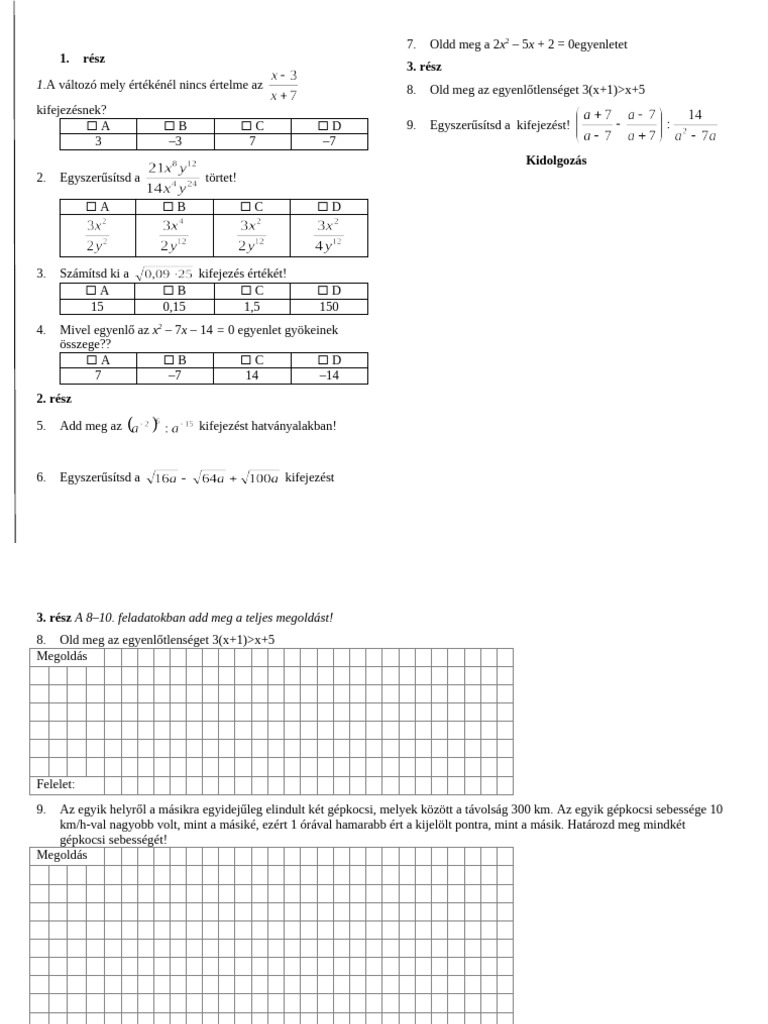 9 Algebra | PDF