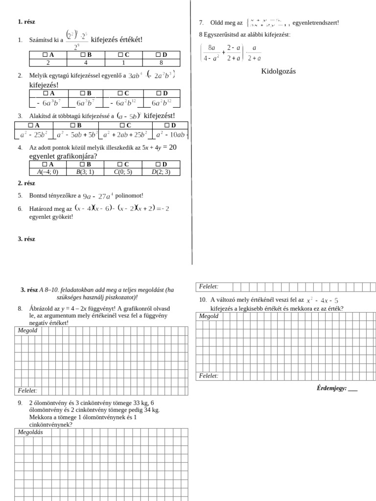 8 Algebra | PDF