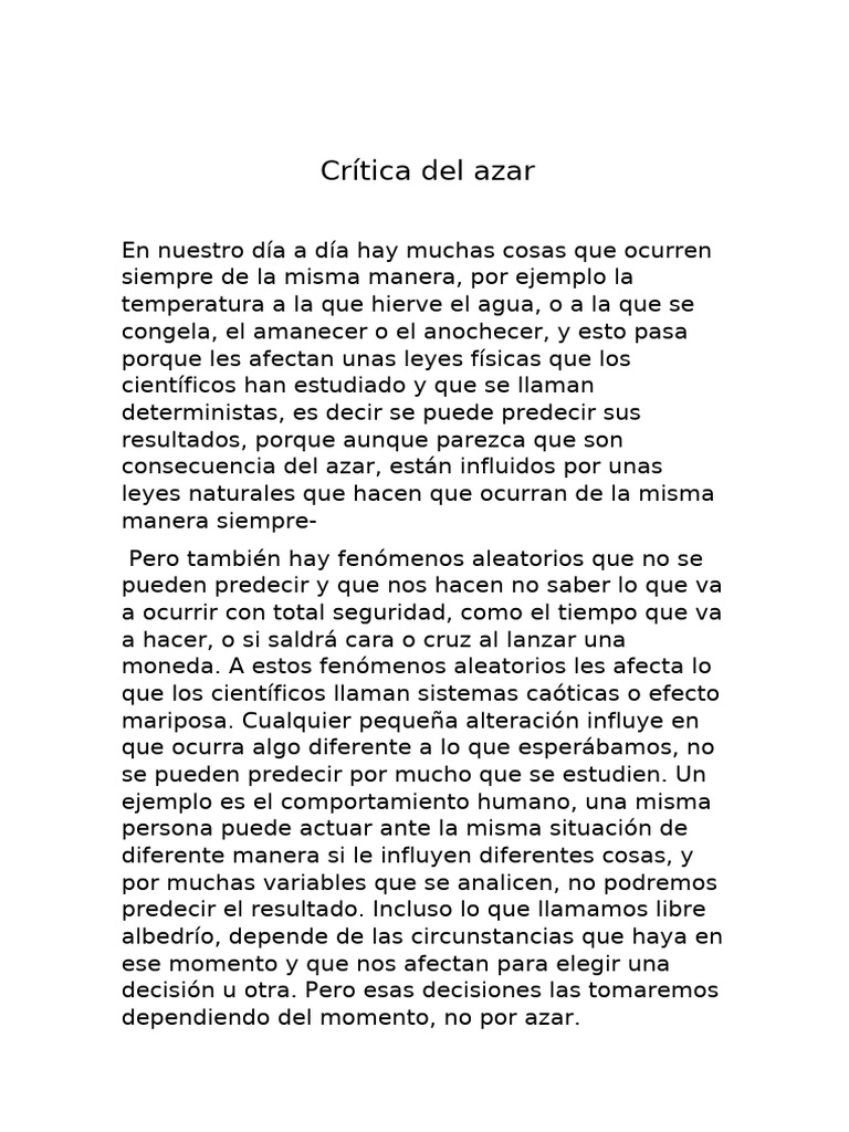 Crítica Del Azar | PDF