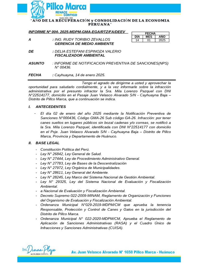 Informe #04-Notificacion Preventiva #00436 | PDF | Gobierno local | Perros