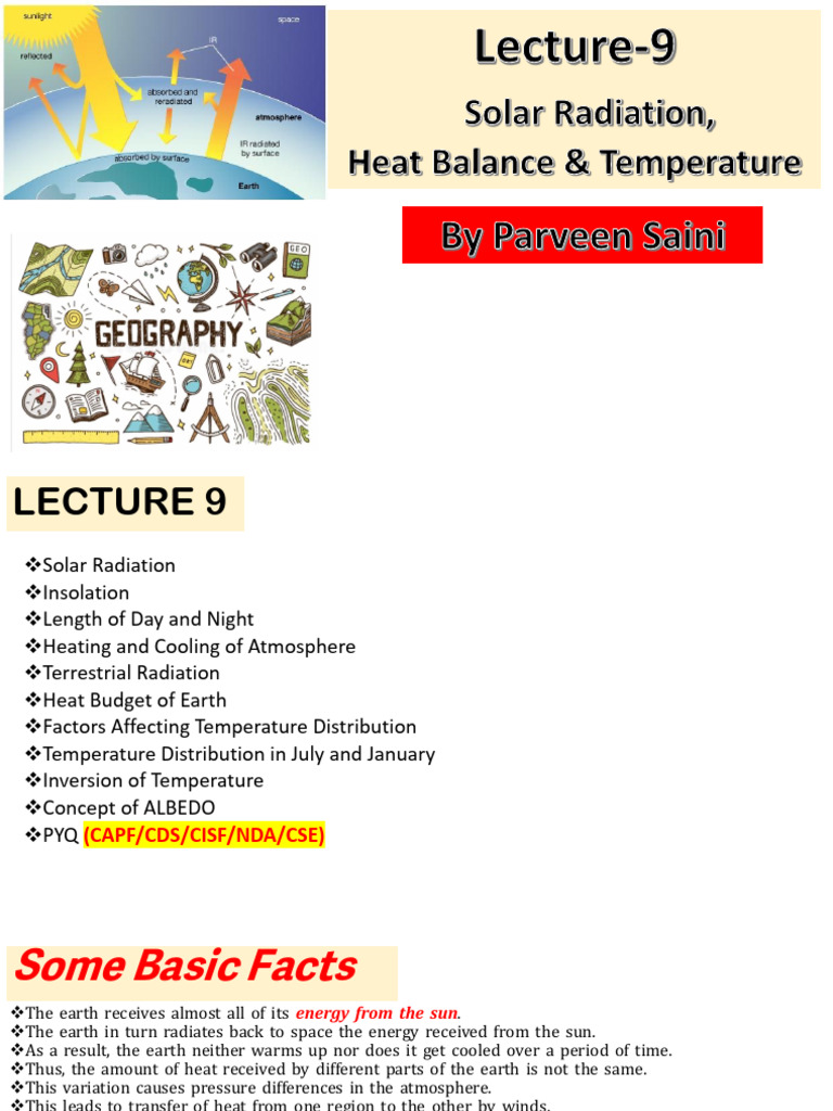 042 Lecture 9 Solar Radiation, Heat Budget,& Temp L 250319 202134 | PDF ...
