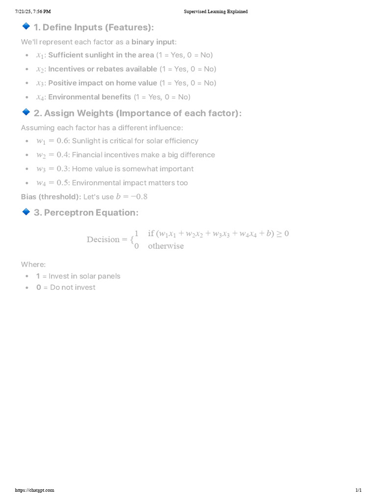 Perceptron Example 1 | PDF