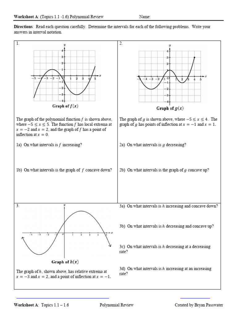AP Precalculus Worksheet 1.1 1.6A Review | PDF | Function (Mathematics ...