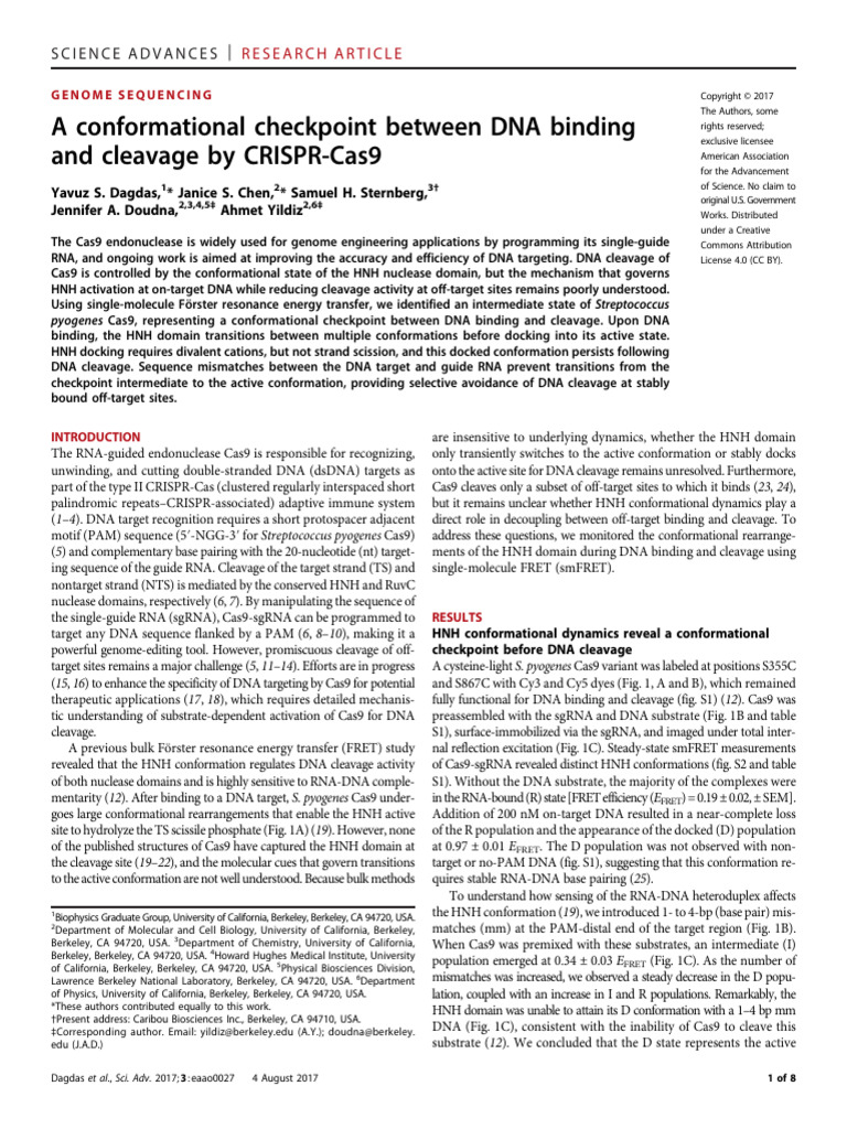 Dagdas Et Al. - 2017 - A Conformational Checkpoint Between DNA Binding ...