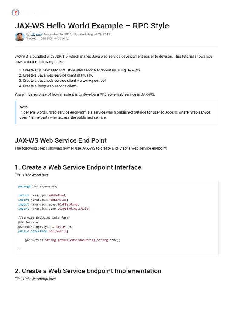 12 (Example) JAX-WS Web Services | PDF | Soap | Java (Programming Language)