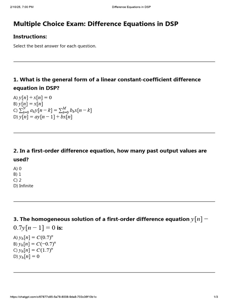 Difference Equations in DSP - 2 | PDF | Recurrence Relation ...