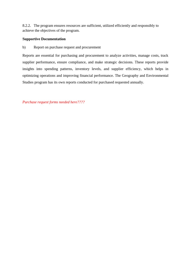 Supportive Documentation: Purchase Request Forms Needed Here???? | PDF