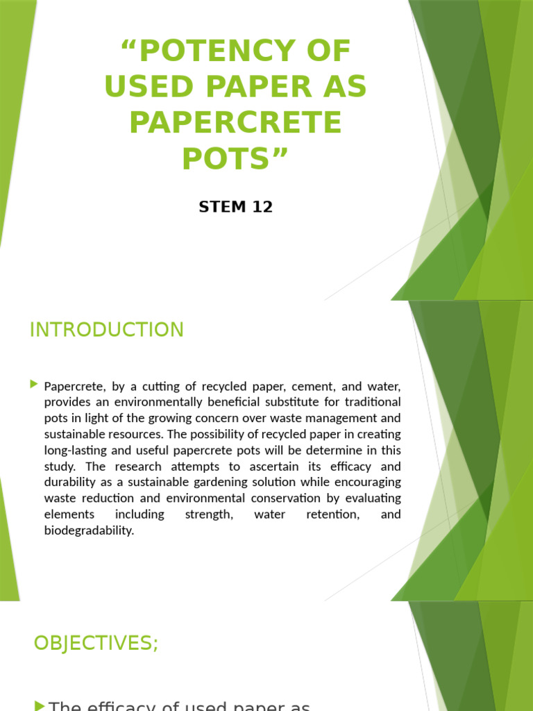 Potency of Used Paper As Papercrete Pots | PDF