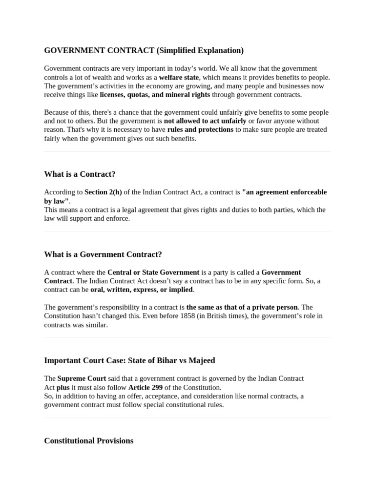 Government Contract | PDF | Ratification | Government
