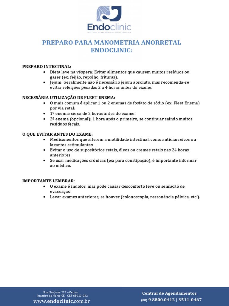 Preparo Manometria Anorretal | PDF